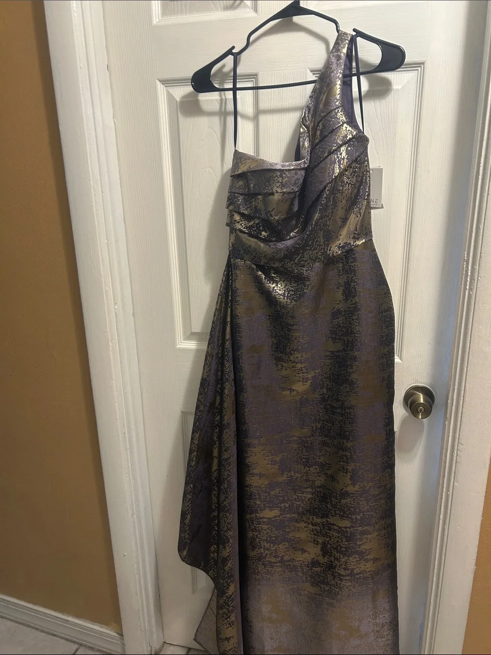 Rene Ruiz | Dresses | Rene Ruiz Metallic Gold And Purple Oneshoulder ...